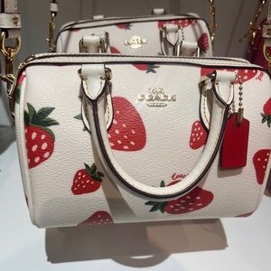 Coach | Bags | New Coach Rowan Mini Crossbody W Wild Strawberry Print ...